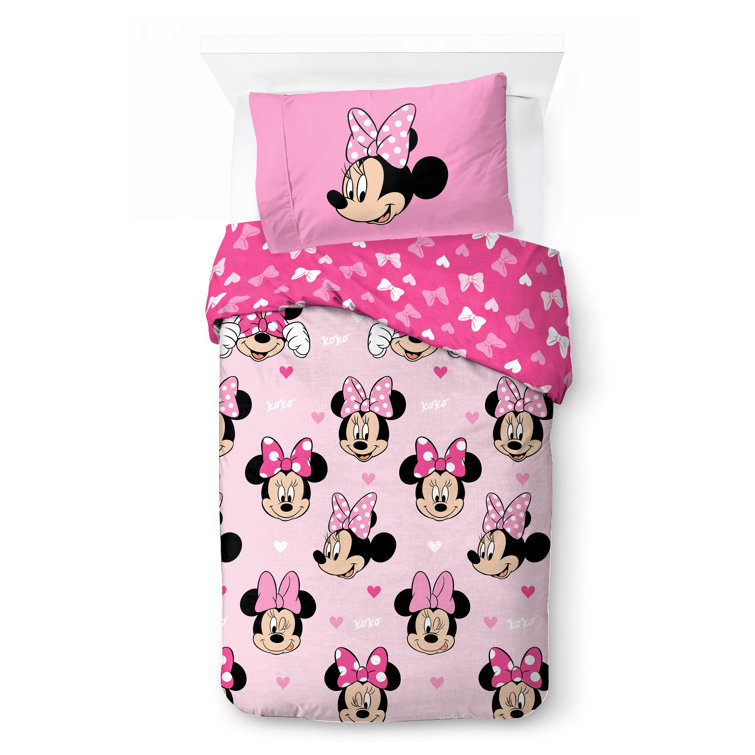 Disney Minnie Mouse 100% Cotton Hearts & Love Single Bed Set | Wayfair.co.uk